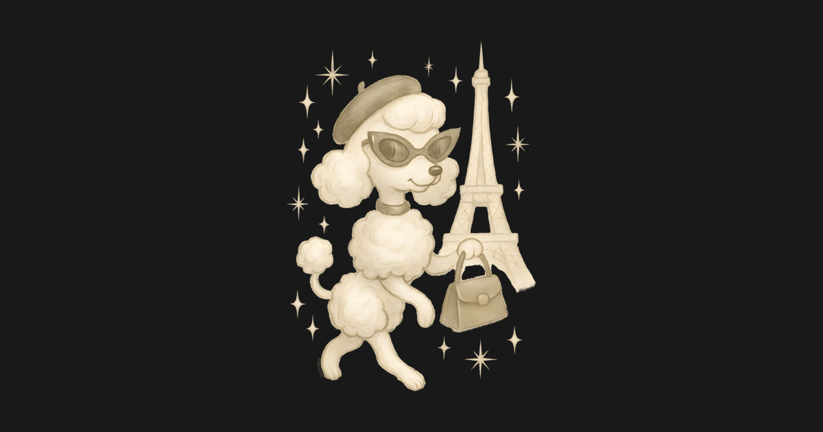 Chic Poodle In Paris With Eiffel Tower Dog Art - Vintage Poodle Art - T ...