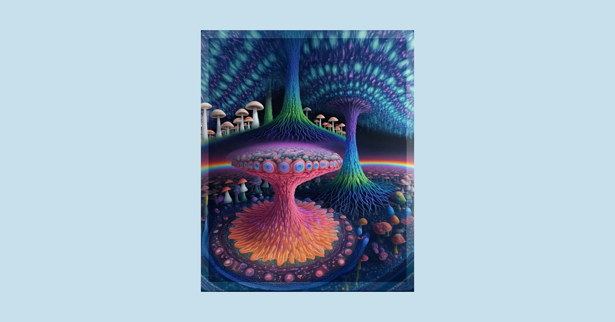 Psychedelic Trippy Trees Mushrooms - Psychedelic Art - T-Shirt | TeePublic