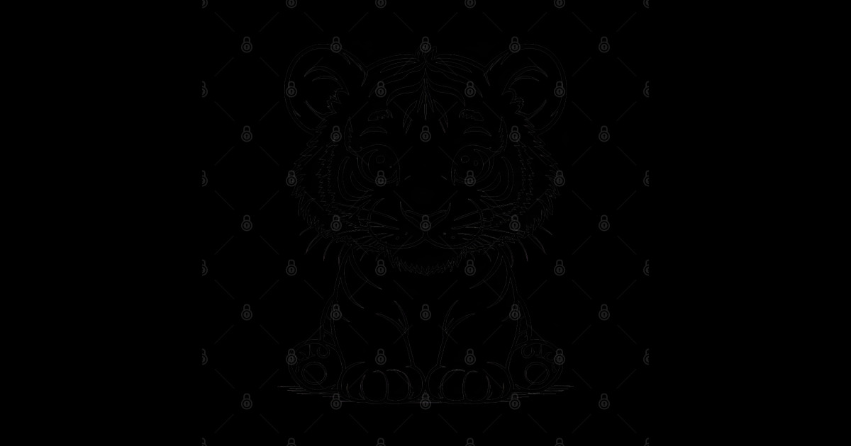 Cute Baby Tiger Cub Line Drawing - Tiger Cub - Sticker | TeePublic