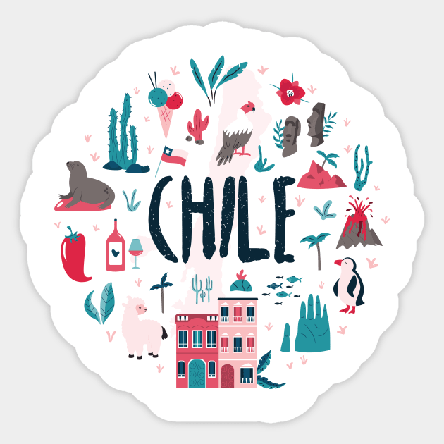 symbols of Chile - Chile Travel - Sticker | TeePublic