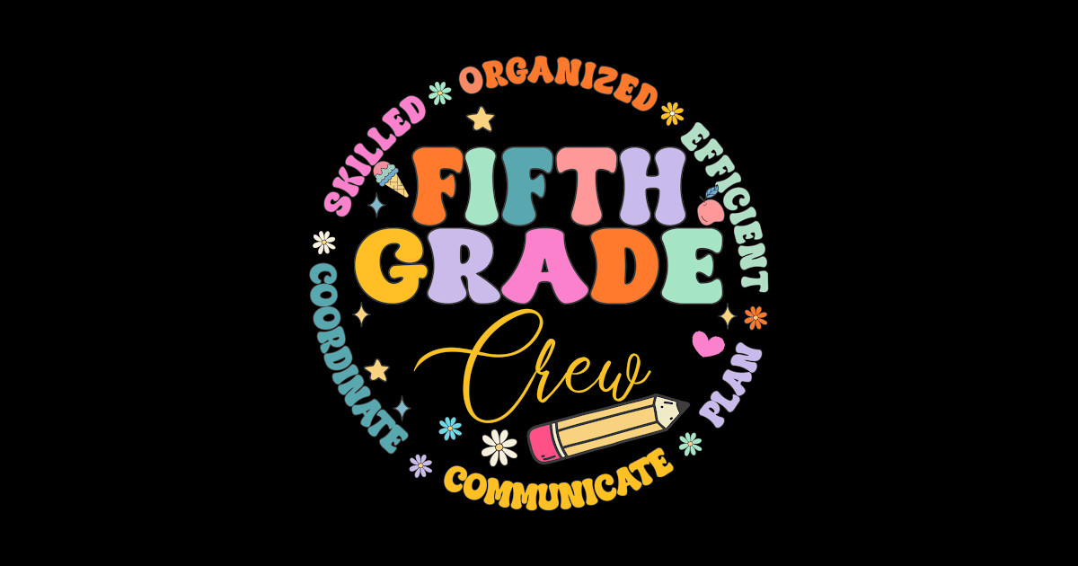 Fifth Grade Crew Back To School Retro Groovy Teachers - Back To School ...
