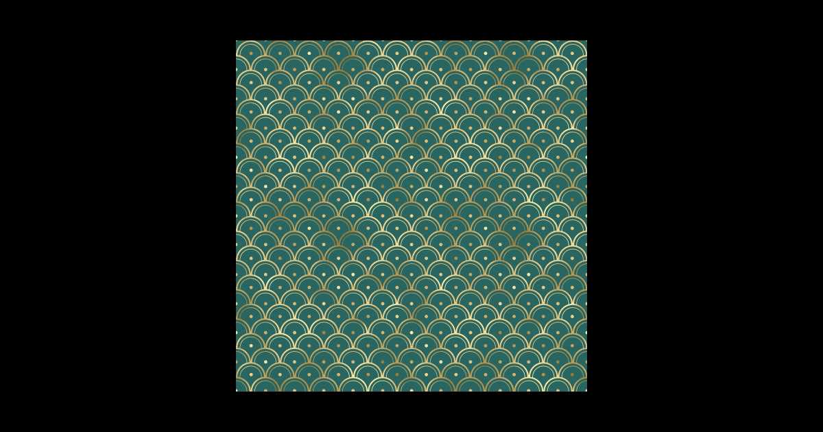 Teal and Gold Vintage Art Deco Dotted Scales Pattern - Teal Scales ...