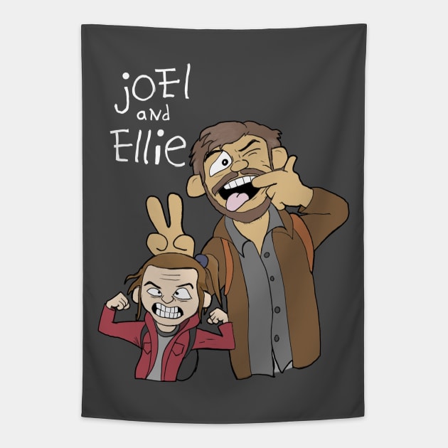 Joel and Ellie - Comic Strip Parody - The Last Of Us - Tapestry | TeePublic