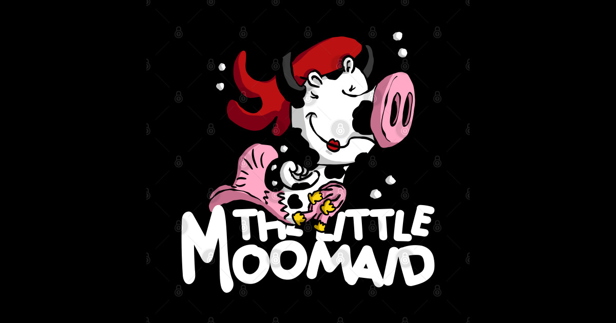 The Little Moomaid Cartoon Cow Mermaid - Cartoon Cow Mermaid - Sticker ...