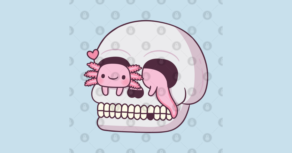 Cute Axolotl In Skull - Cute Axolotl - T-Shirt | TeePublic