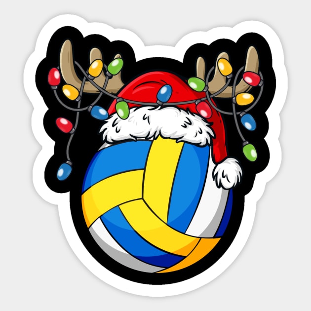 Volleyball With Santa Hat Reindeer Antlers Christmas Lights ...