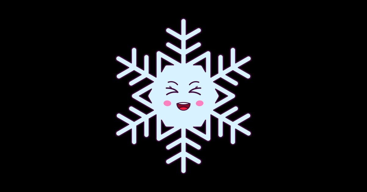 Cartoon Kawaii Snowflake with Laughing Face - Kawaii Snowflake ...