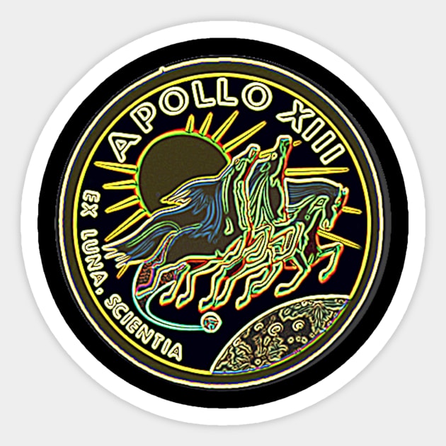 NASA Apollo 13 Neon Retro Design - Apollo Program - Sticker | TeePublic