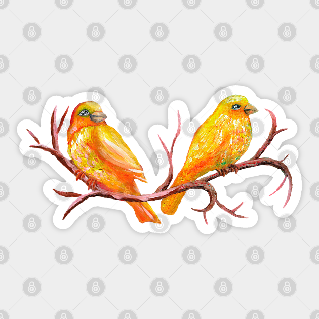 Two Painted Canary Birds - Canaries - Sticker | TeePublic