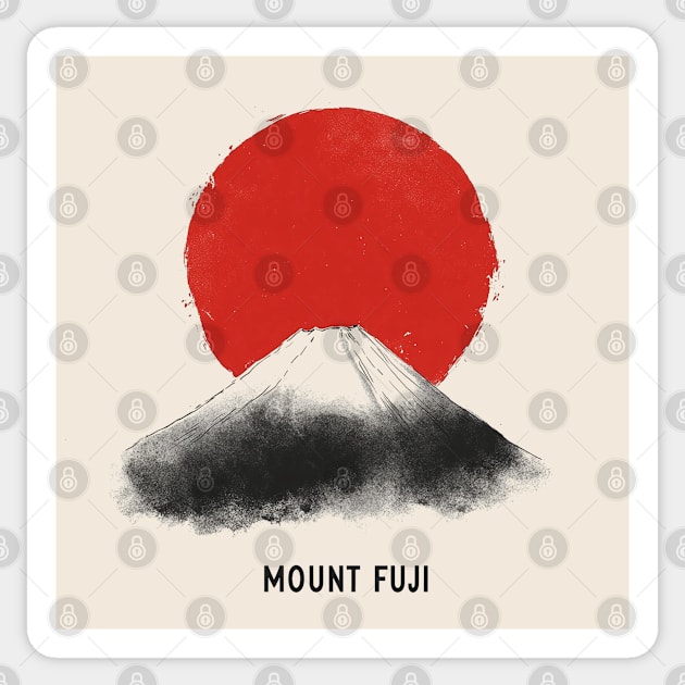 Mount Fuji Minimalist Red Sun Design - Japan - Sticker | TeePublic