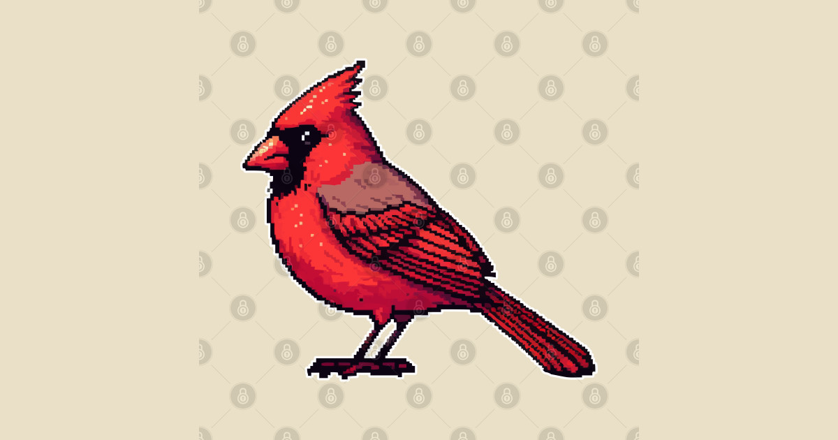 Cardinal Bird Pixel - Cardinal Bird - T-Shirt | TeePublic