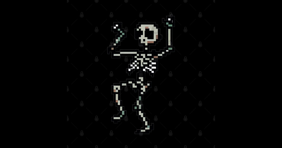 Dancing Skeleton 8 Bit Pixel Art - Skeleton - Sticker | TeePublic