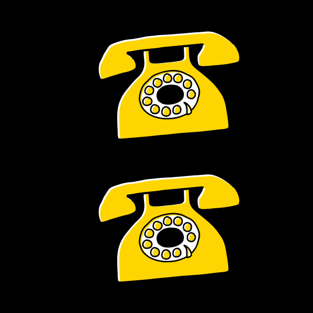 Retro telephone sticker - yellow - Telephone - Pin | TeePublic