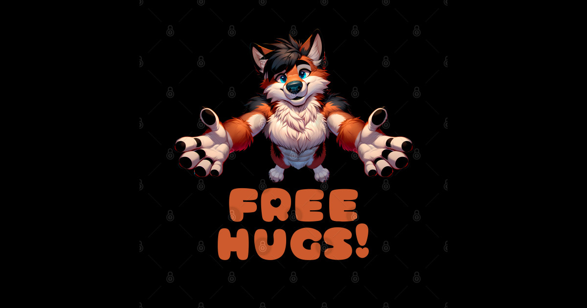 Free Hugs From A Furry Anthro Fox - Furry - Sticker | TeePublic