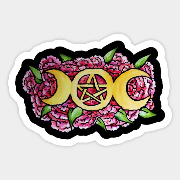 Triple moon Pentagram Art - Triple Moon - Sticker | TeePublic