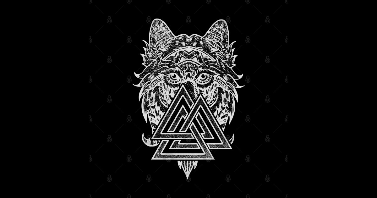 Valknut Symbol and wolf - Valknut - Sticker | TeePublic
