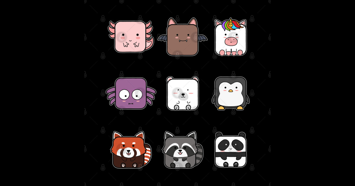 Cute Square Animal Collection - Animals - Sticker | TeePublic