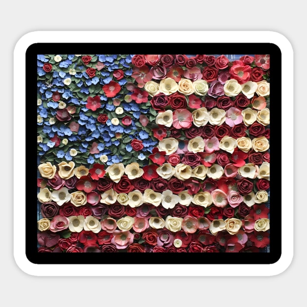 USA Floral Flag Digital Art, Independence Day Decor, Patriotic Floral ...