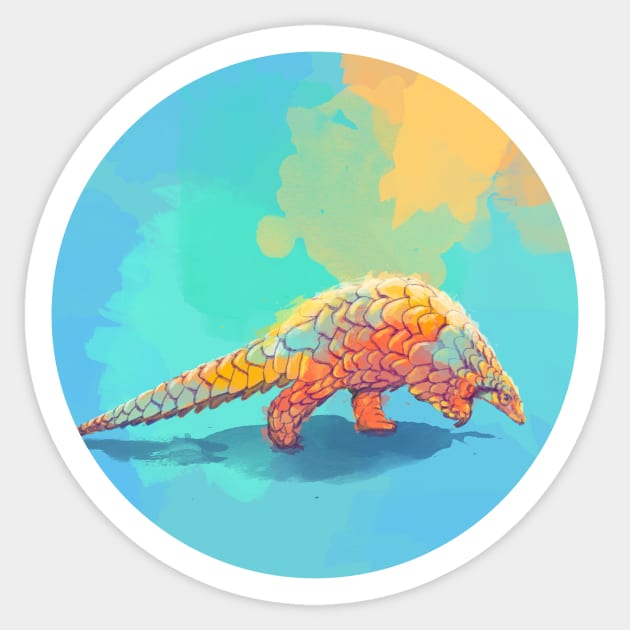 Armored Cuteness - Pangolin Illustration - Pangolin - Sticker | TeePublic
