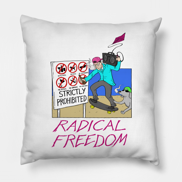 Radical Freedom at the Beach - Existentialism - Pillow | TeePublic