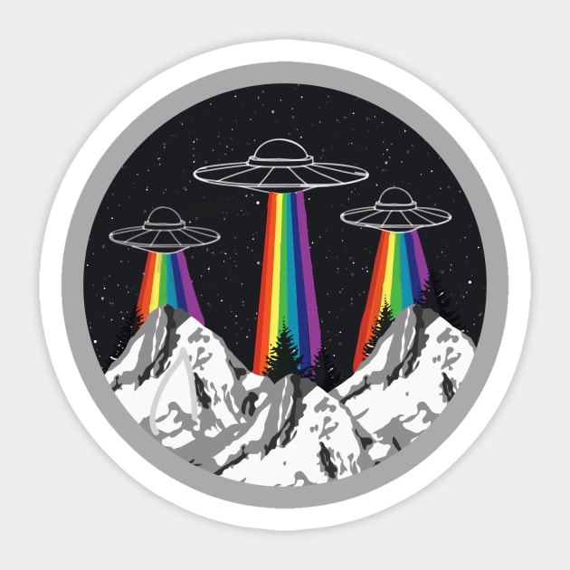 Rainbow Ufo - Rainbow - Sticker | TeePublic