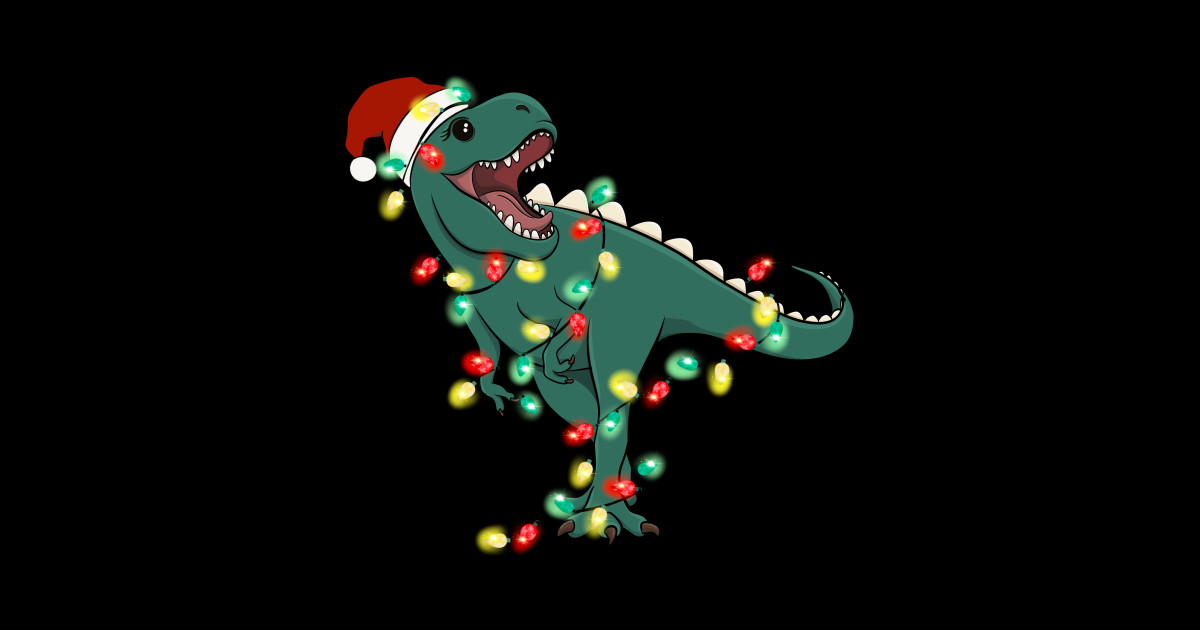 T-Rex Santa Christmas Lights - T Rex Christmas - Posters and Art Prints ...