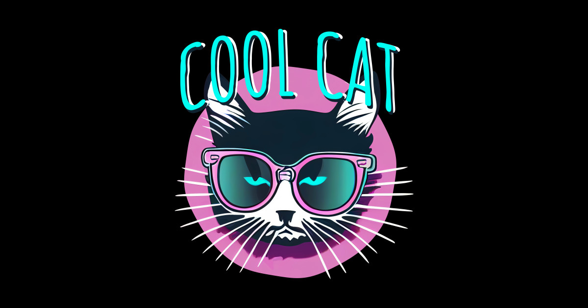 Cool Cat || Vector Art Grumpy Kitten With Glasses - Cool Cat - Sticker ...