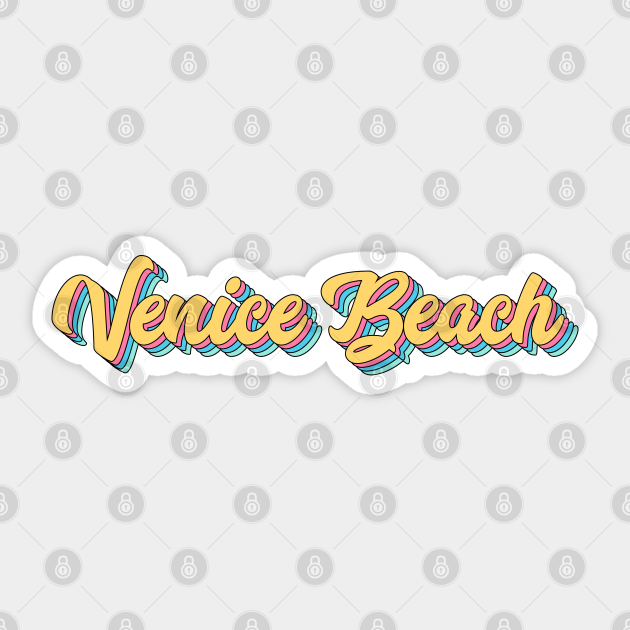 Venice Beach Retro Script - Venice Beach - Sticker | TeePublic
