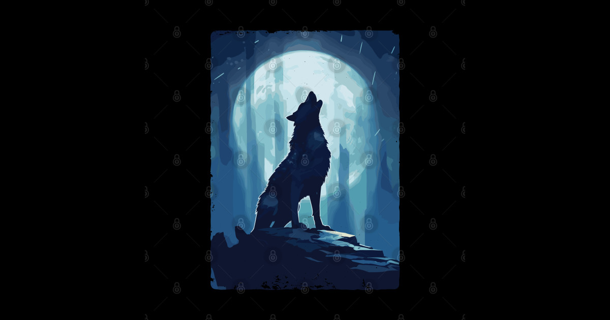 Full Moon Lone Aplha Blue Dire Wolf - Wolf Art - Sticker | TeePublic