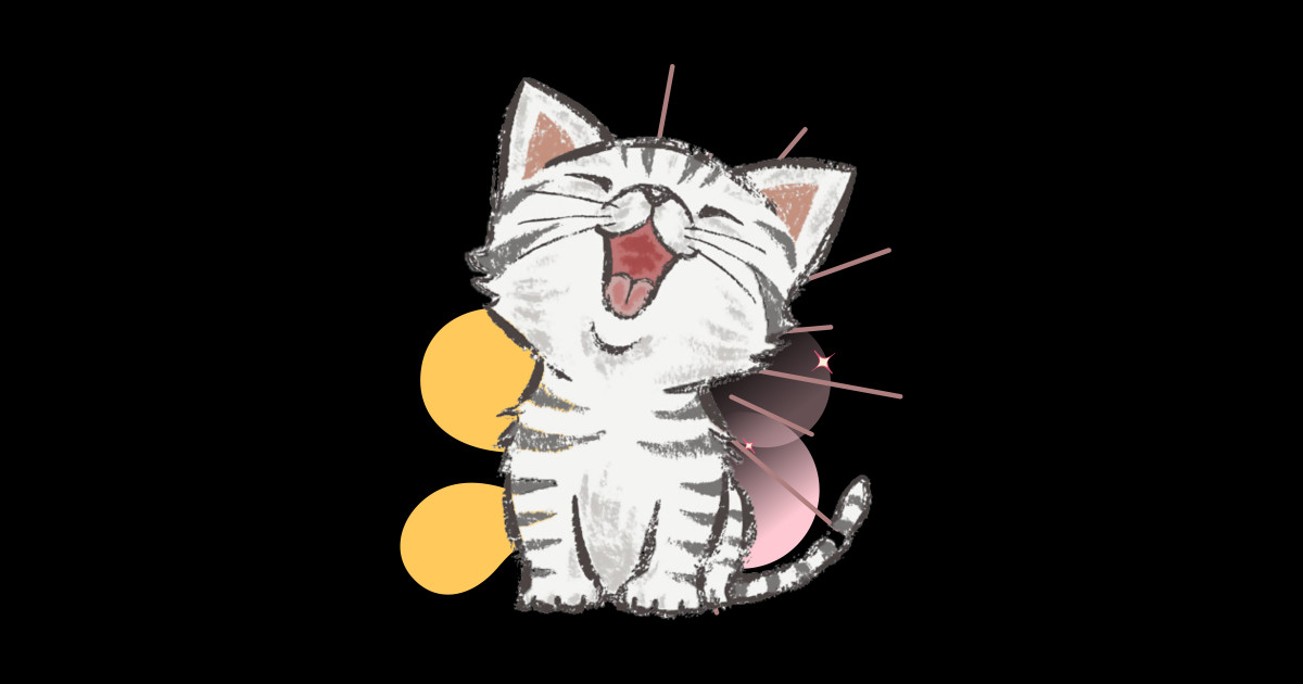 Cat yawning - Cat - Sticker | TeePublic