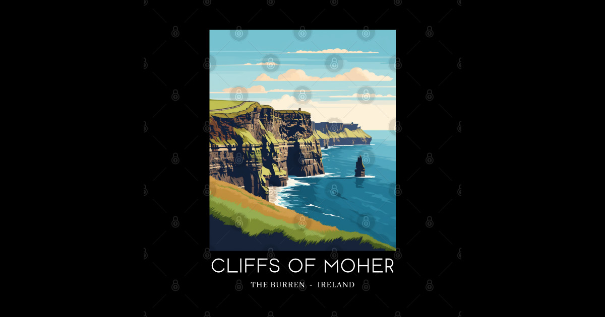 A Pop Art Travel Print of the Cliffs of Moher - The Burren - Ireland ...