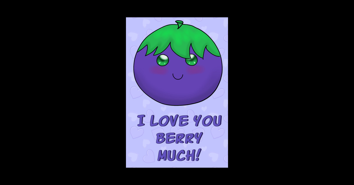 Cute Cartoon Blueberry Valentine's Day Card - Cat - Sticker | TeePublic
