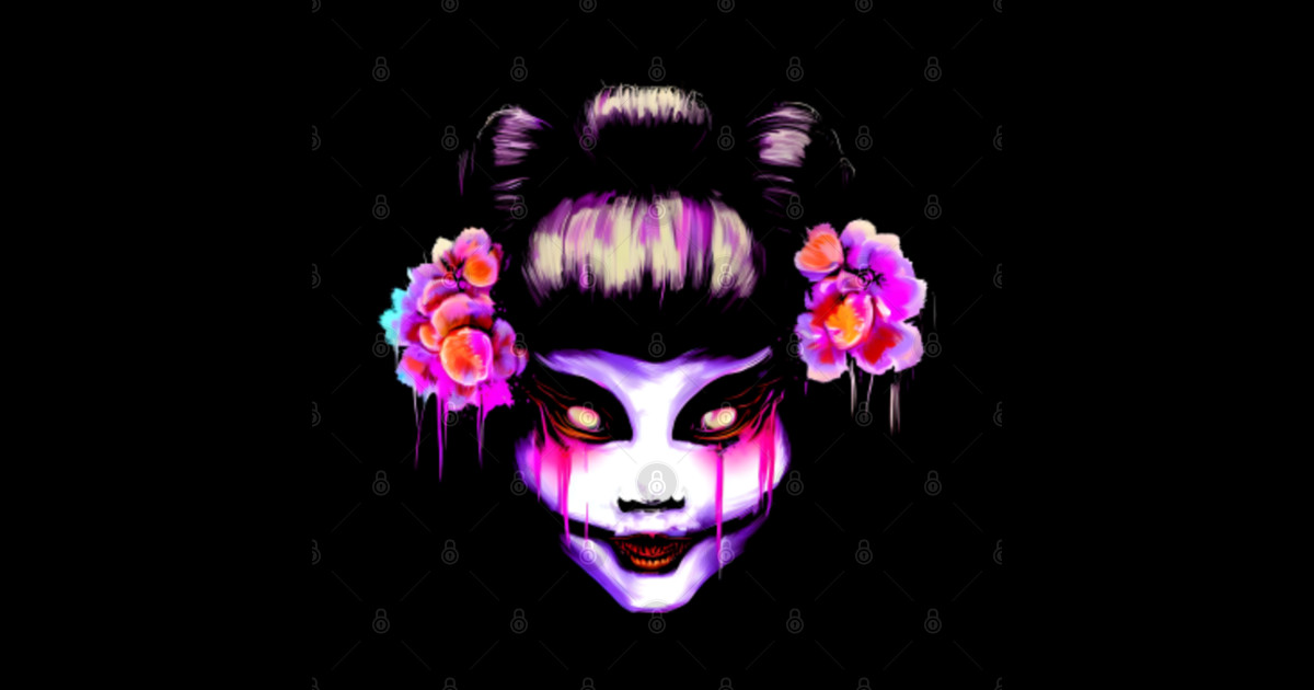 Horror Demon Geisha Girl - Geisha - Sticker | TeePublic