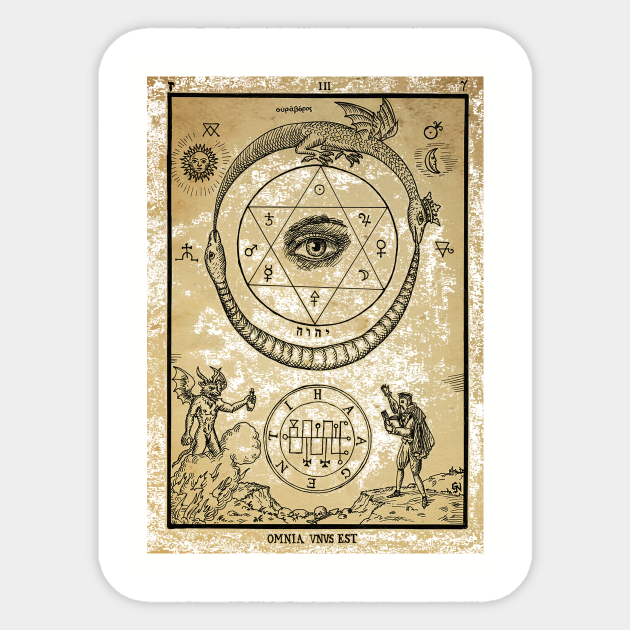 OMNIA VNVS EST - Alchemy Woodcut Collection - Alchemy - Sticker | TeePublic