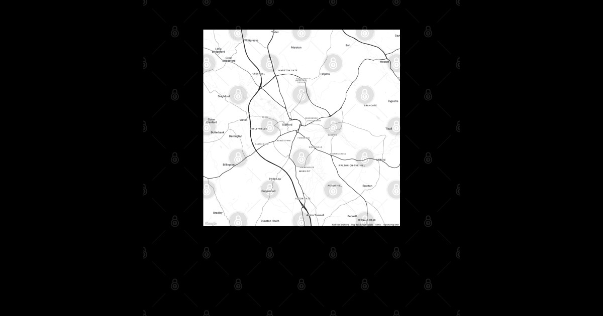 Minimalist Stafford Map Art | Black and White Coordinates Print ...