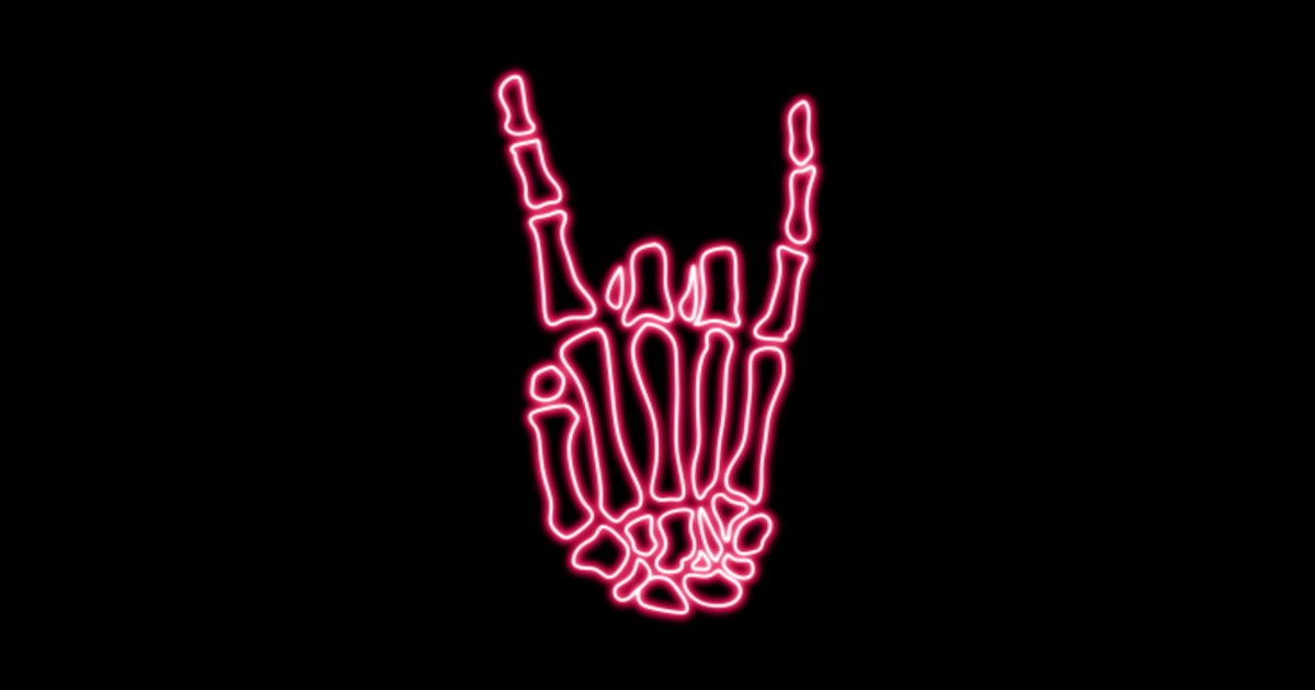 Neon Red Devil Horns Skeleton Hands - Devil Horns - Sticker | TeePublic