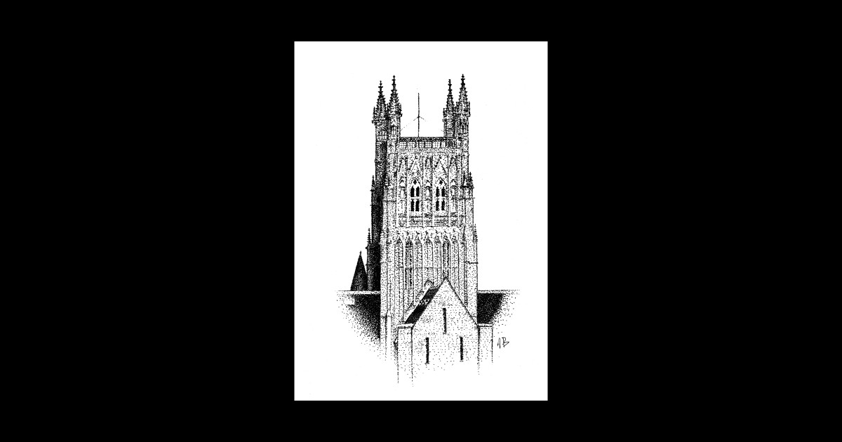 Worcester Cathedral - Stipple Drawing - Worcester - Sticker | TeePublic