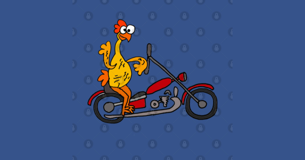 Funny Rubber Chicken Riding Motorcycle - Motorcycle - Sticker | TeePublic