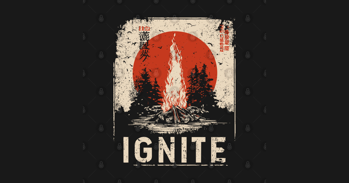 Ignite Campfire - Vintage Japanese-Style Outdoor Adventure Art ...
