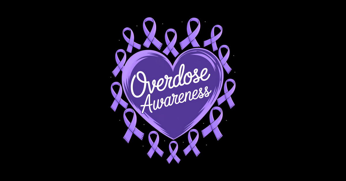 Overdose Awareness Purple Ribbon Drug Addiction Heart - Overdose ...