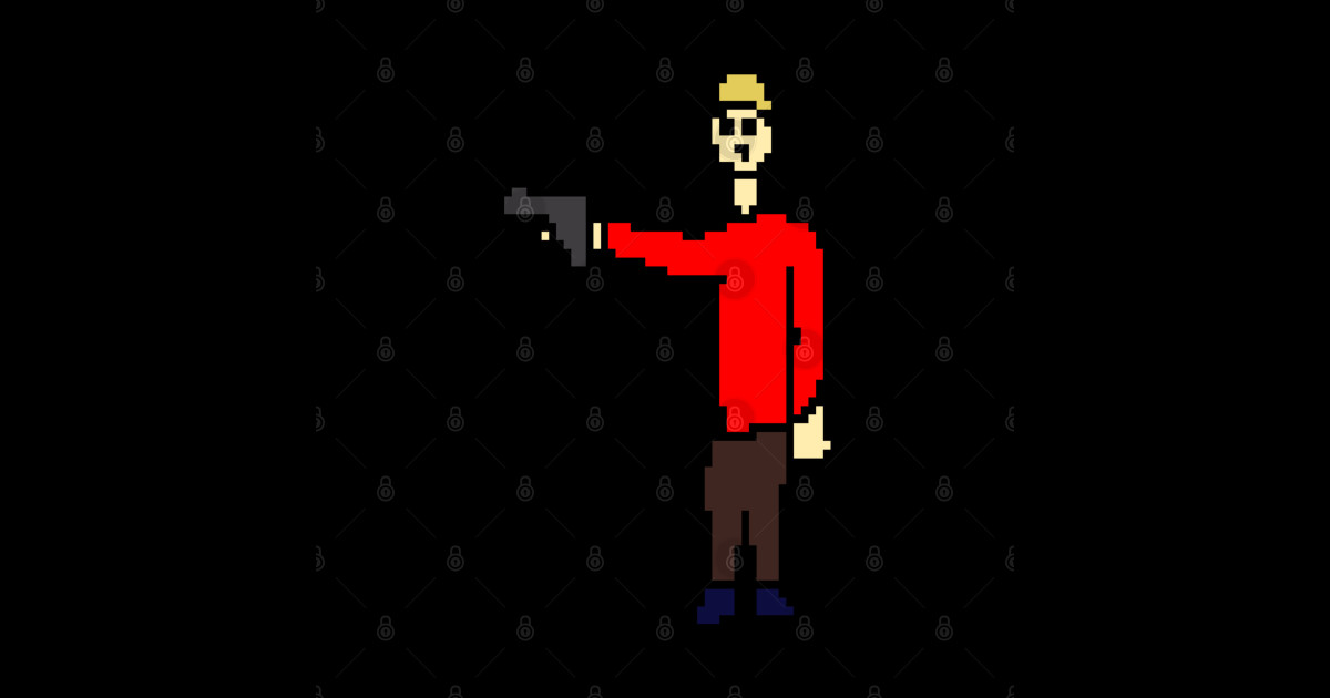 hey, Let's talk pixel art gunman - Gunman - Sticker | TeePublic