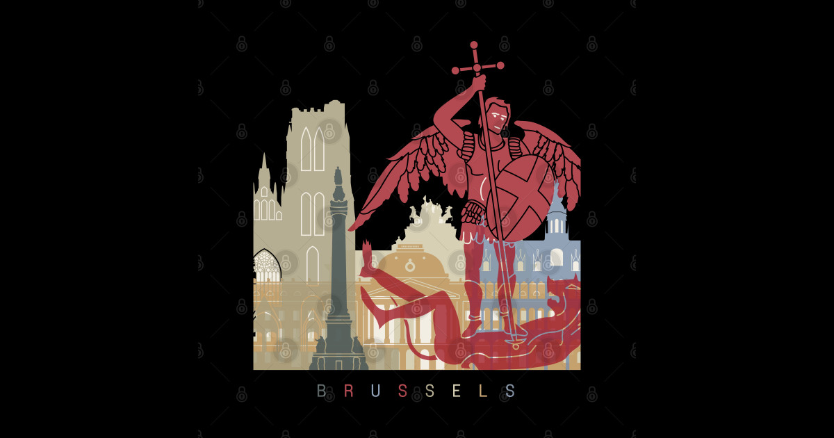 Brussels skyline poster - Skyline - Sticker | TeePublic