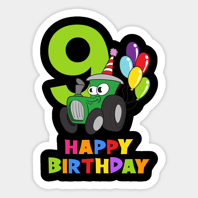 9th Birthday Party 9 Year Old Nine Years - Birthday - Sticker | TeePublic