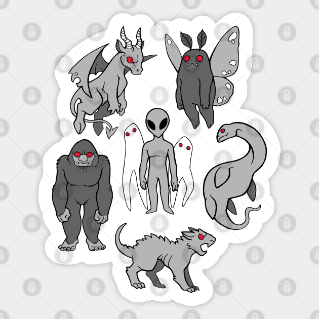 Creepy but cute cryptids - Monsters - Sticker | TeePublic