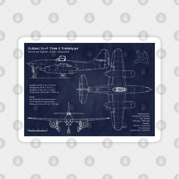 Sukhoi Su9 ItemK URSS Blueprint - Sukhoi - Magnet | TeePublic
