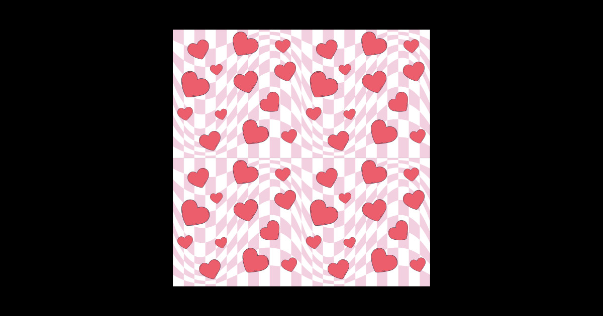 Distorted Pink Checkbox With Hearts - Distorted - Sticker | TeePublic