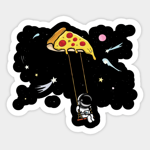 spaceman pizza slice fast food astronomy - Spaceman Pizza - Sticker ...
