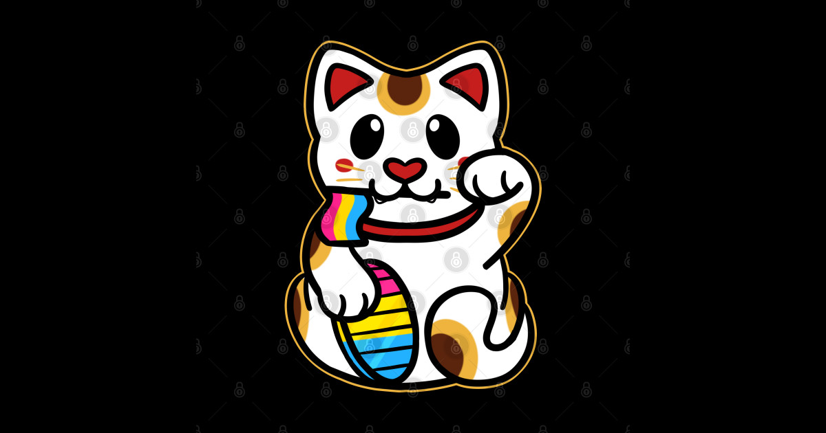 LGBTQ+ Pride Lucky Cat - Pansexual - Pansexual Pride - Sticker | TeePublic