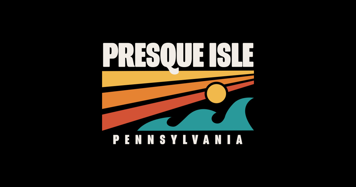 Presque Isle Erie Pa Waves Retro Vintage - Presque Isle - Sticker ...