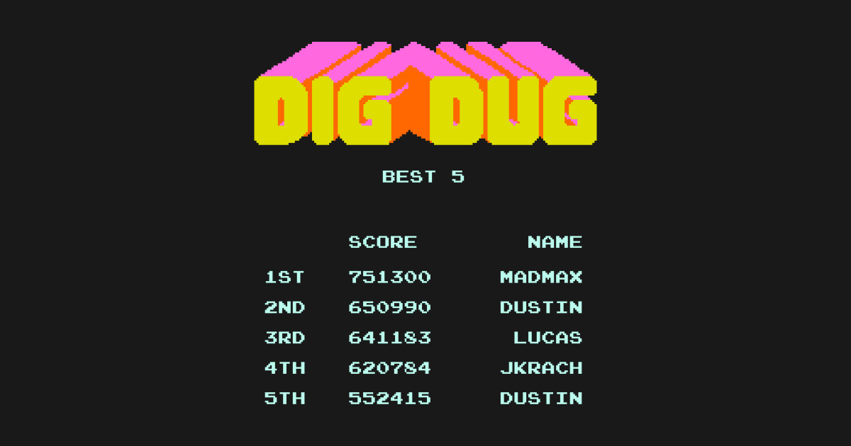 Dig Dug High Score - Stranger Things - T-Shirt | TeePublic